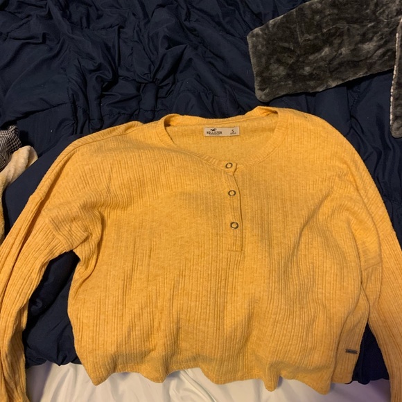 Hollister | Tops | Yellow Hollister Long Sleeve Crop Top | Poshmark